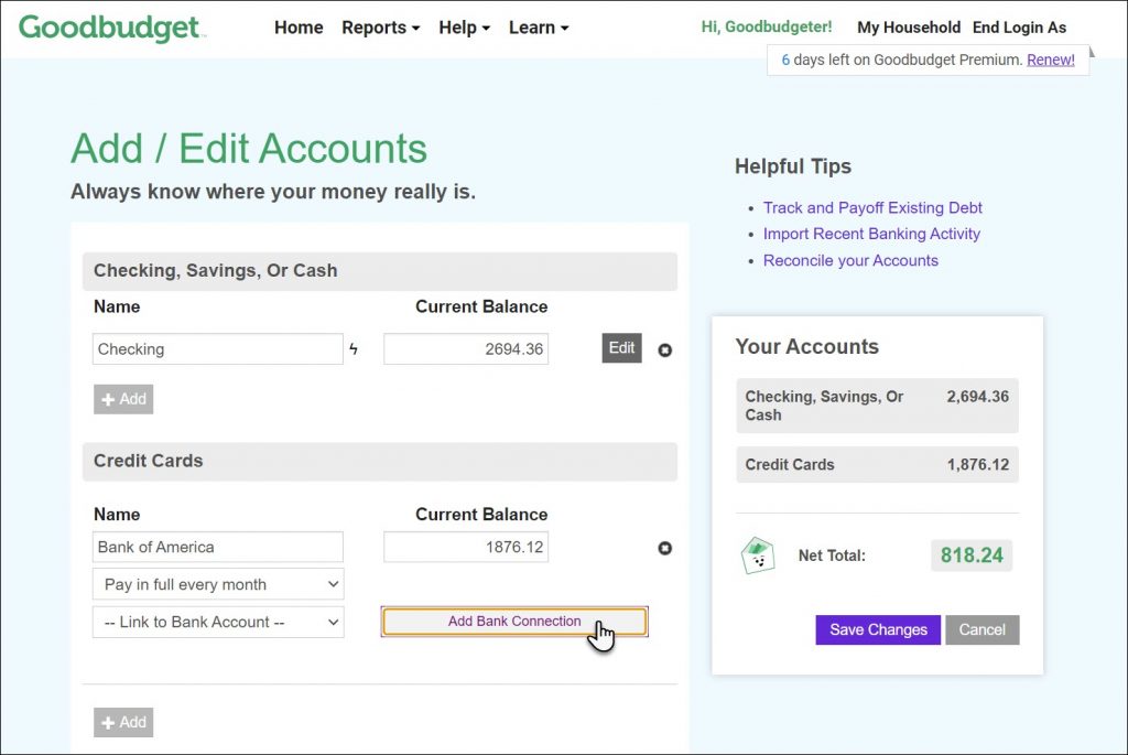 How to Link Your Accounts | Goodbudget